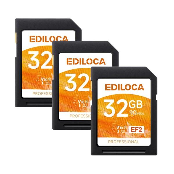 Ediloca EF232GB SDカード UHS-I Class10 U1 V10 高速 最大読取速度 90MB/s 最大書込速度 20MB/s メモリカード 4K/フルHD対応商品コード：49077234663型番：EF2---3Pcs...