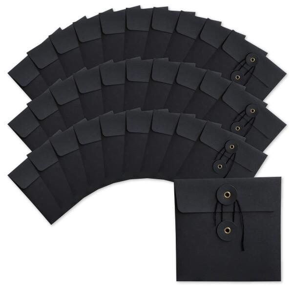 ENN LLC ディスクケース クラフト 紙 CD ケース ハトメ紐付 無地 厚紙 13x13cm DVD ブルーレイ ディスク 収納 保管 (30枚セット, ブラック)商品コード：49077235812型番：ENN-65サイズ：30枚セッ...