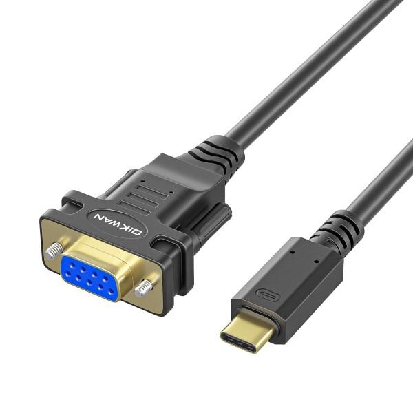 OIKWAN USB-Cシリアルアダプタ、6 FT RS 232 DB 9マスター変換線、FTDIチップ、Windows、Mac、Linux、C型デバイス、工業応用、データ通信に対応商品コード：49077235932型番：AQ2023-5サ...