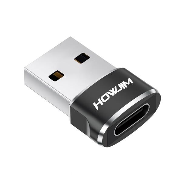 HOWJIM USB Type-C 変換アダプタ USB C 変換アダプタ 超小型 QC2.0 急速充電と高速データ転送同期 タイプC (メス) to USB 2.0 (オス) OTG対応 イヤホン対応 タイプc 変換 M-acBook P...