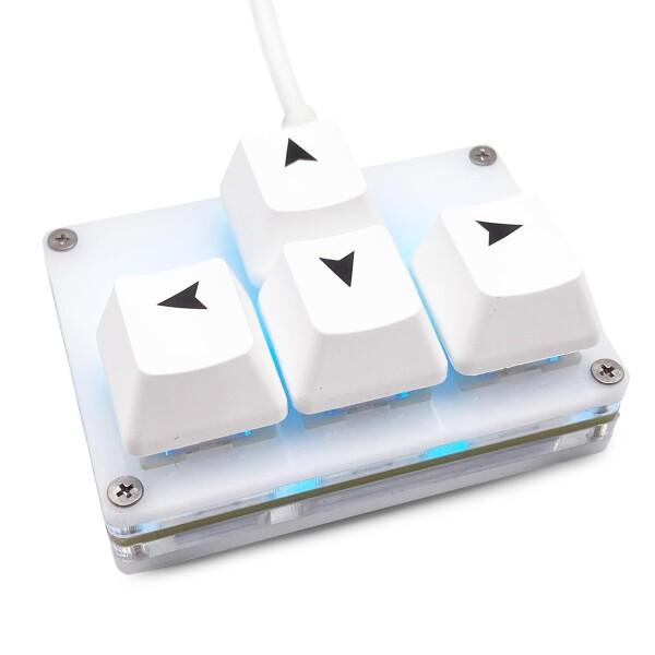 BTXETUEL Mini 4キーキーパッド WASD 矢印キーキーキャップ キーボード 片手メカニカルゲーミングキーパッド プログラム可能 USB-C カスタマイズキーボード 仕事やゲーム用 (白、矢印キーキャップ 1)商品コード：490...