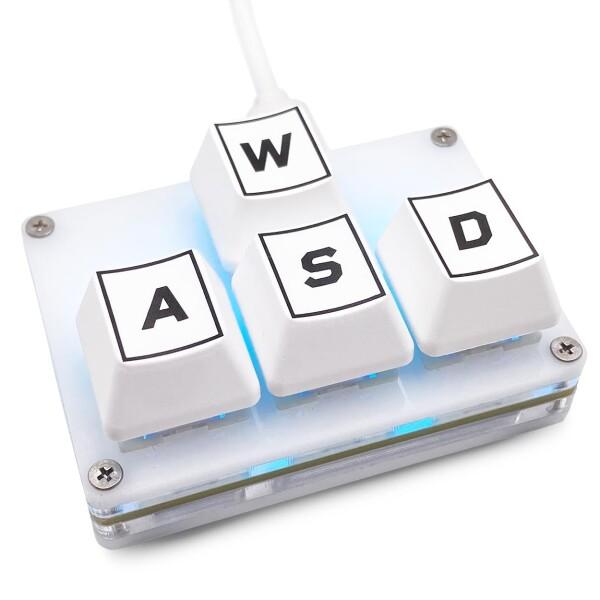 BTXETUEL Mini 4キーキーパッド WASD 矢印キー キーキャップ キーボード 片手メカニカル ゲーミングキーパッド プログラム可能 USB-C カスタマイズキーボード 仕事やゲーム用 (白, WASDキーキャップ)商品コード：...