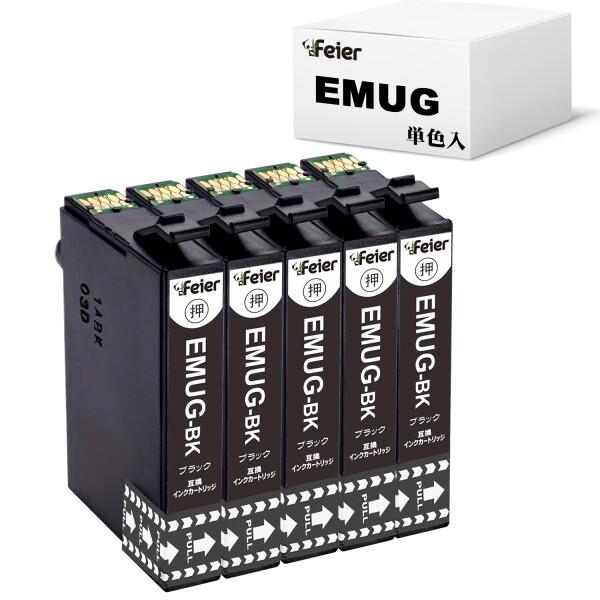 Feier MUG-BK ブラック インク (EPSON) 用 エプソン マグカップ 黒 5本セット MUG MUG-5CL 互換インク カートリッジ Epson EW-052A EW-452A 黒 インク 大容量 単品 残量表示 個包装 ...