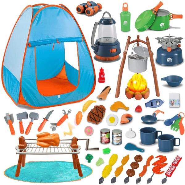 Funk Doggie キッズテント 折りたたみ式 キャンプ おもちゃ キャンプセット 男の子 女の子 知育玩具 キャンプごっこ 子供 テント 子供 秘密基地 室内・屋外遊具 コンパクト 子ども テント クリスマス 誕生日 プレゼント おま...