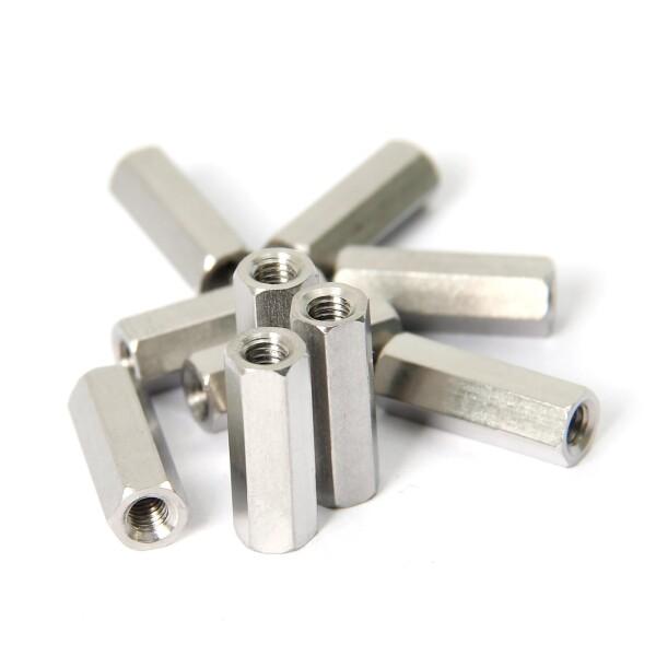 Increased Fire ステンレススチール 六角ナット M3 長さ14mm 10個入り ロッドカップリングナット スタッドコネクタファスナー シルバートーン商品コード：49077426030型番：LIAO-93-14サイズ - M3 ...