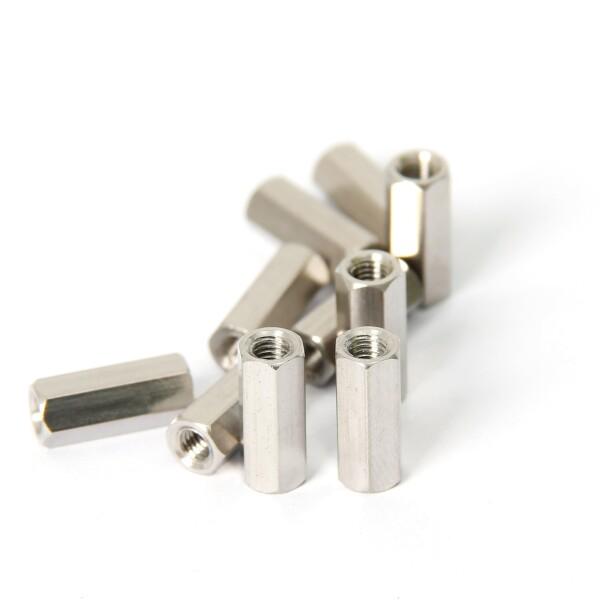 Increased Fire ステンレススチール 六角ナット M3 長さ12mm 10個入り ロッドカップリングナット スタッドコネクタファスナー シルバートーン商品コード：49077426043型番：LIAO-93-12サイズ - M3 ...