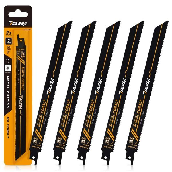 TOLESA レシプロソー替刃 14山 150mm バイメタル コバルト 金属用 セーバーソー替刃 5枚入れ商品コード：49077463345型番：T16141Mサイズ：150カラー：ブラック【コバルト含み】TOLESAレシプロソーブレード...