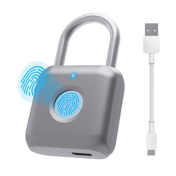 南京錠 指紋 認證eLinkSmart 小型 南京錠 20枚指紋登録 スマート南京錠 家庭、学校、オフィス、荷物、バックパック、金庫などに適応?指紋商品コード：49077470519カラー：グレー【南京錠 指紋解除】簡単な操作で、指紋が鍵に...