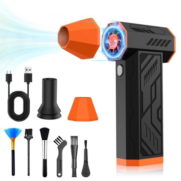 iKristin エアダスター 電動エアダスター ブロワー 強力 110000RPM高速回転 3段階風量調整 風速56m/s 4000mAh大容量 充電式 小型ブロワー 過熱保護 ブラシレスモーター 軽量 2種類ノズル付き 清潔ブラシ6枚付...