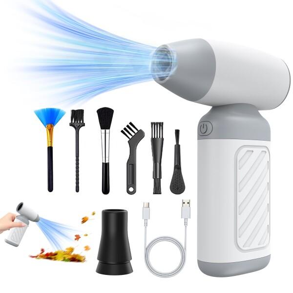 iKristinエアダスター 電動エアダスター ブロワー 洗車 超強力 180000RPM高速回転最大風速120m/s 4段階風量調整小型エアダスター 充電式 エアダスター 軽量 最強ブロワー 2種類ノズル付き PC掃除洗車/車内/PC/キ...