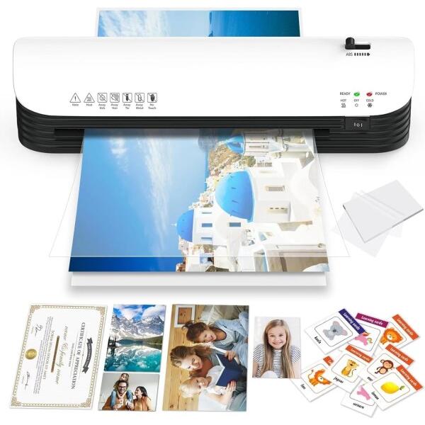 ラミネーター 機械 A3/A4まで対応 ラミネートフィルム 15枚付き 気泡なし 紙詰まり防止 簡単操作 85-125μm対応2分間ウォームアップ 冷/熱モード付き 写真/名刺/カード/ハガキ/メニュー対応 オフィス/業務/家庭用 (A3)...