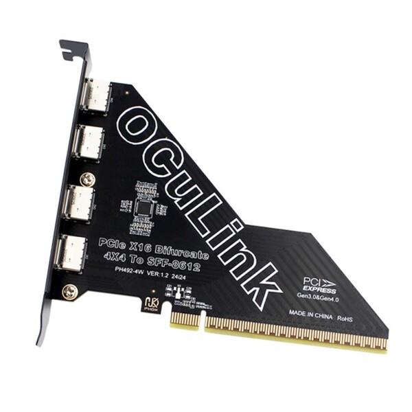 Xiwai PCI-Express 4.0 16x PCIE 取り外し可能、4つのOculink SFF-8612 SFF-8611 VROC Raid0 外部アダプター、U.2 SSD eGPU 外部グラフィックカードドック用商品コード：...