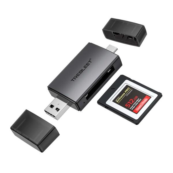 CFexpress Type-B カードリーダー 10Gbps 高速転送 USB 3.2 Gen2 2-in-1 USB-A &amp; USB-C OTG対応 外付けメモリーカードリーダー Android スマホ タブレット iPad P...