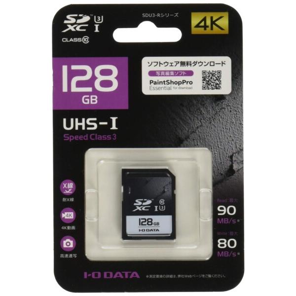 【発売日：2019年05月30日】I-O DATA UHS-I UHS スピードクラス3対応 SDカード 128GB SDU3-128GR商品コード：49077609628型番：SDU3-128GRUHS-I UHS スピードクラス3に対応...