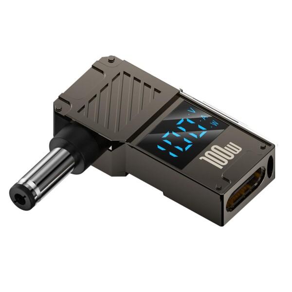 CY アダプター Type-C USB-C 入力から DC 5.5x2.1mm ジャック スマート LED ディスプレイ 100W 出力電力 20V 5A PD 充電 65W アダプター (ノートパソコン用)商品コード：4907761255...