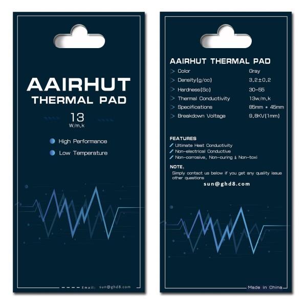 Aairhutシリコンパッド13 W/mK、85 x 45 x 0.5 mm熱伝導パッド放熱パッドGPU CPU非導電耐熱限界オデッセイカバー、二重自己粘膜付き、PCノートパソコン放熱器/GPS/CPU/LED商品コード：490776125...