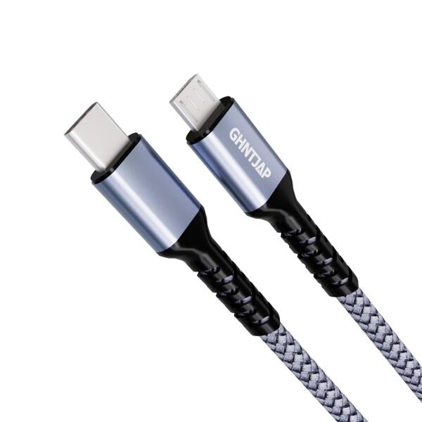 GHNTJAP Micro USB Type-C ケーブル 0.3M タイプc マイクロusb 高速充電 USB2.0データ転送 USB C to Micro USB OTGケーブル 断線防止 MacBook/Galaxy/Pixel/An...