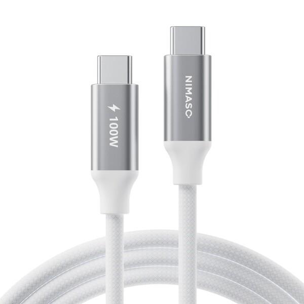 NIMASO USB C Type C ケーブル タイプc ケーブルiPhone16/15シリーズ、 MacBook、iPad Pro (2018,2020)、Galaxy等type c機種対応 白 ホワイト NCA23L986商品コード：...