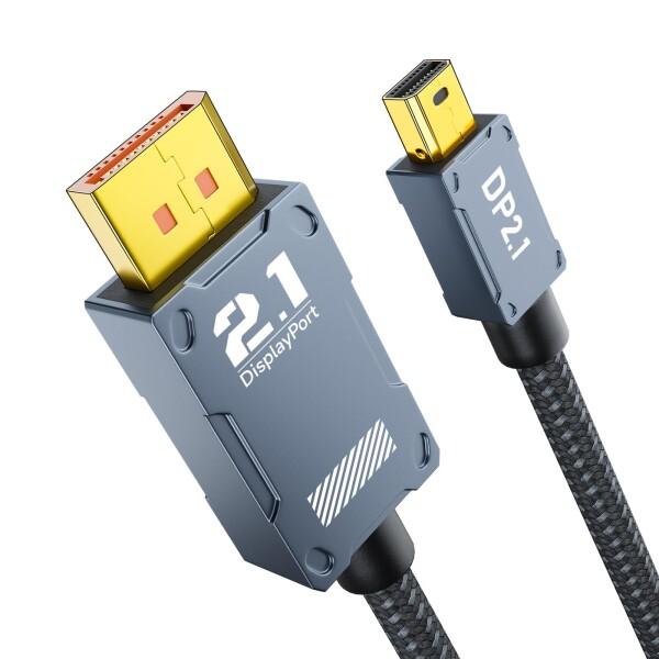 16K Mini DisplayPort - DisplayPort 80Gbps 2.1ケーブル、(16K@60Hz、8K@120Hz、4K@144Hz/240Hz) HDR、DSC、G-Sync FreeSync、ノートパソコンMacB...