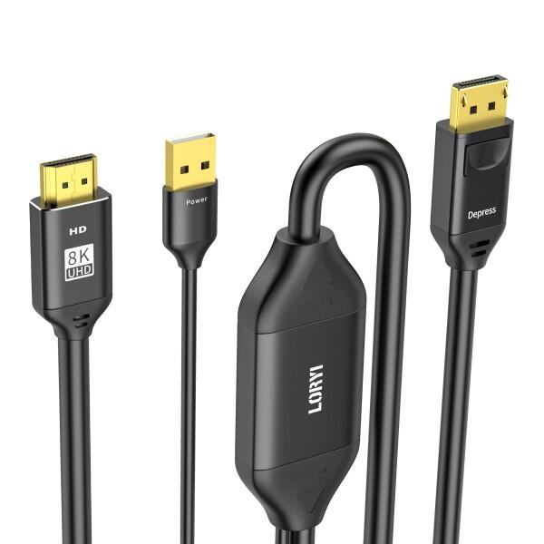 8K HDMI to DisplayPort ケーブル 4K@120Hz USB 電源対応 Xbox Series X PS4 PS5 PS4 Pro HDMI 2.1 to DisplayPort 1.4 アダプター ケーブル 2m、単方...