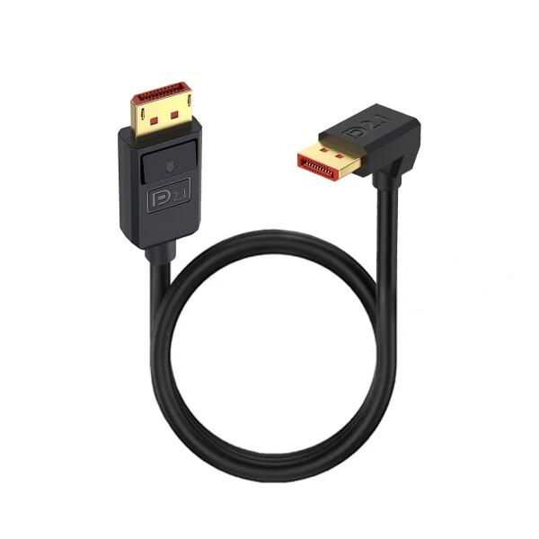 Duttek 16K Displayport l字ケーブル50cm, L字型DP2.1規格オスオスケーブル短い40GbpsビデオDisplayPortケーブルサポート16K@30Hz、8K@120Hz、4K@240Hz、HDR、HDCP2....