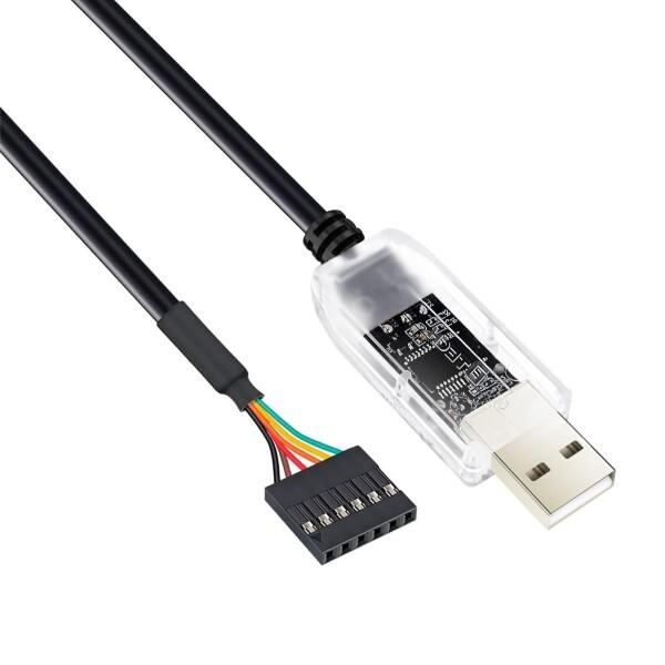 DTECH FTDI USB-TTLシリアル変換ケーブル 1m - 5V FT232RL 6ピン 2.54mmピッチ メスコネクタ UART コンバーター 互換 Windows 11/10/8/7 Linux Mac (1m)商品コード：4...