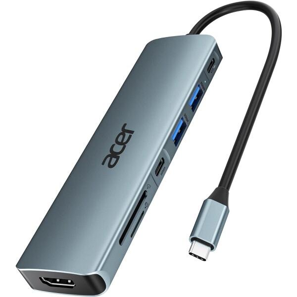 Acer USB C ハブ (7-in-1) USB ハブ タイプC Type-C to HDMI 変換アダプター USB-A 3.0 ×2 &amp; USB-C 3.0、HDMI 4K、SD &amp; マイクロSDカードリーダー、10...