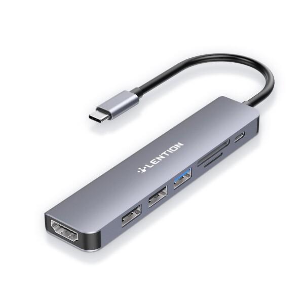 LENTION 7in1 USB C ハブ CB-CE18 USB3.0 Micro SD/SDカードリーダー 100W PD給電 4K HDMI Type C タイプc 変換アダプタ スリム 小型 電源 Macドック MacBook Pr...