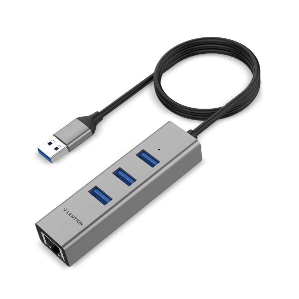 LENTION 10/100/1000Mbps USBハブ 0.5m ギガビット対応 3ポート高速USB3.0 有線LAN付きアダプター ethernet USB拡張 Surface Pro 4 / 5 / 6 / 7 Windows/Ma...