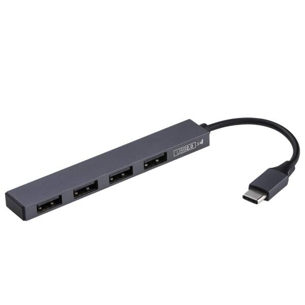 【発売日：2020年03月06日】Digio2 USB Type-C ハブ Type-A USB2.0 4ポート UH-C2504GY商品コード：49077615205型番：UH-C2504GYアルミ筐体のUSB変換ハブ