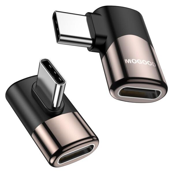 MOGOOD USB C 90 度アダプター USB C エクステンダー直角 あえんごうきん 40Gbps高速伝送 100W/5A急速充電 8K@60Hz映像出力 2種類の異なるタイプのセット Steam Deck、Switch、ノートパソ...