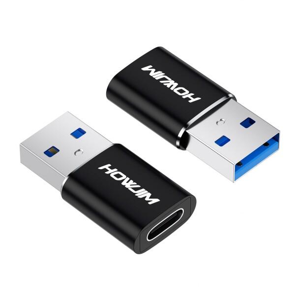 HOWJIM USB Type-C 変換アダプタ 2個セット QC3.0 急速充電 5Gbps高速データ転送 OTG機能 Type C (メス) to USB3.0 (オス) 変換アダプタ タイプC 変換 Ma-c Book Pad Pro...