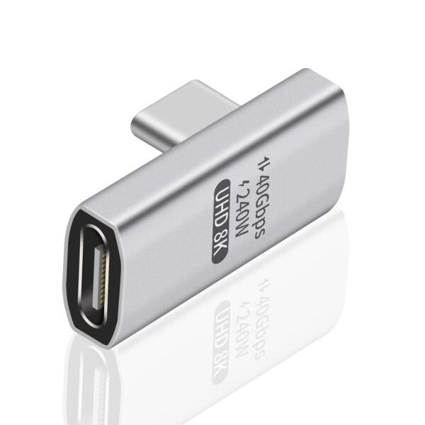 Duttek USB C変換アダプタ l字, USB-C 変換 アダプタ、240W PD急速充電40Gbps Thunderbolt サポート8KビデオタイプCオスメスアダプター240W電力供給対応、ノートパソコン、タブレット、電話用、1個...
