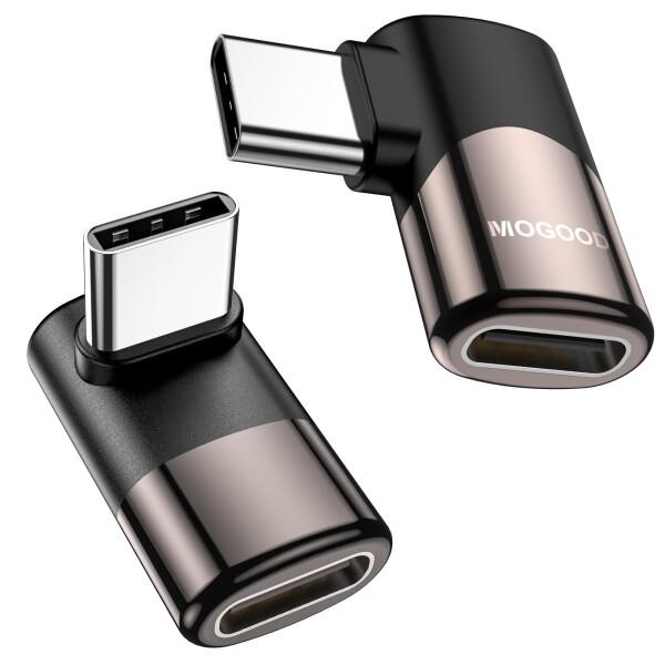 MOGOOD USB C 90 度アダプター USB C エクステンダー直角 あえんごうきん 40Gbps高速伝送 100W/5A急速充電 8K@60Hz映像出力 2種類の異なるタイプのセット Steam Deck、Switch、ノートパソ...