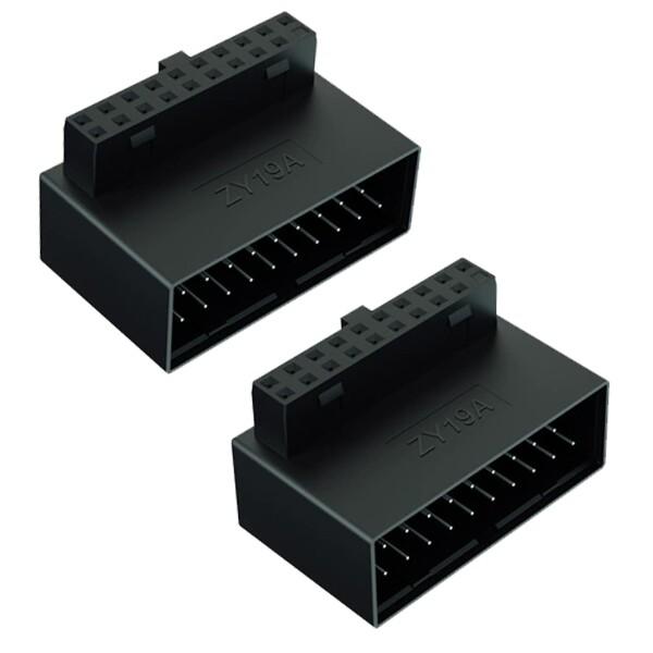 Poyiccot USB 3.0 19pin マザーボード アダプター、上向キ凸外側 90度角度変更アダプタ、USB オス - メス19pin ソケット配線 直角 アダプター デスクトップボード対応商品コード：49077615429型番：P...