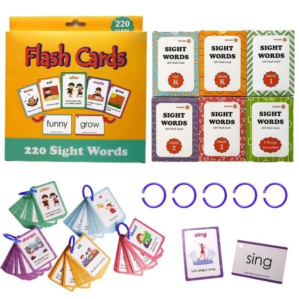 kasanidika 英単語 フラッシュカード 幼児英語 重要英単語220枚厳選 カードゲーム サイトワード モンテッソーリ プリスクール ボックスセット 知育玩具 小学生 幼児教育 プレゼント 入学祝い バイリンガル教育商品コード：490...