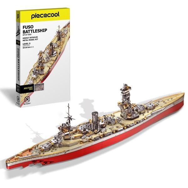 Piececool(ピースクール) 立体パズル 金属製 扶桑型戦艦 メタリックナノパズル 3dパズル 組み立て必要 接着剤不要 難易度5つ星 中級者 大人向け コレクション 置物商品コード：49077729106型番：HP127-RSG-J...