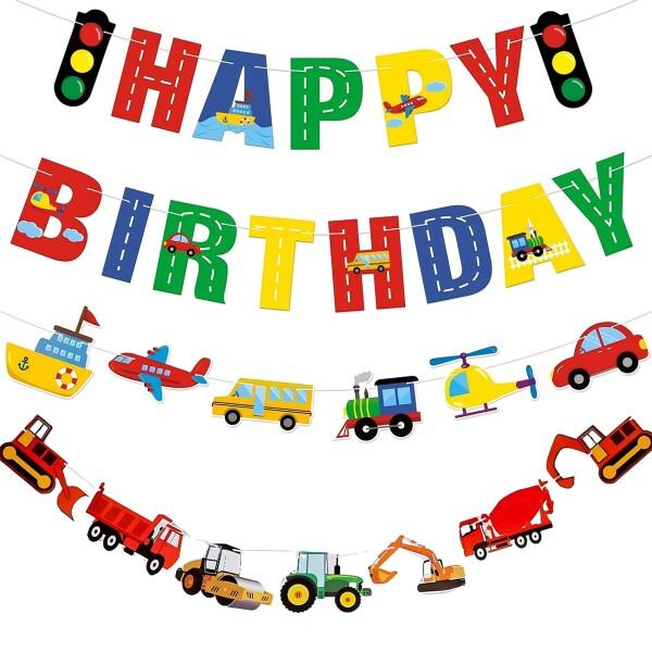 JUJUGO 誕生日 飾り付け車 乗り物 ガーランド Happy Birthday 乗り物 車 デコレーション 組み立て簡単商品コード：49077731435型番：JUJUGO051223カラー：乗り物【パッキングリスト】HAPPY BIR...