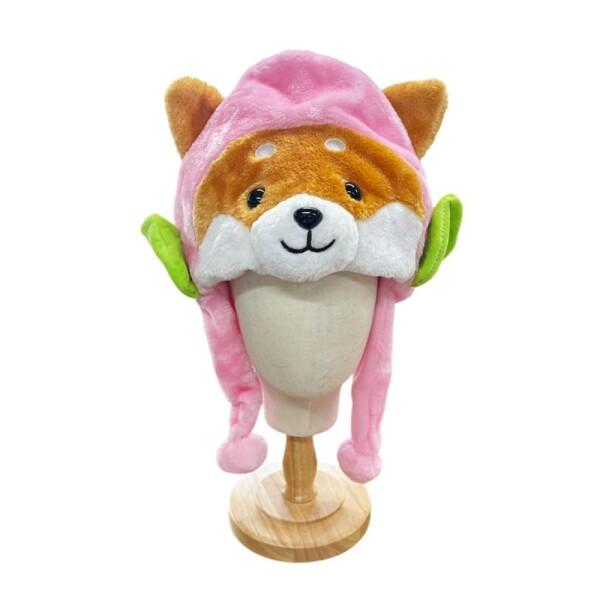 (LamPlanning) 旅するマメしば アニマル帽子 可愛い ぬいぐるみ かぶりもの 帽子 モコモコ パーティグッズ 着ぐるみ ハロウィン (もも)商品コード：49077731714サイズ：Free Sizeカラー：ブラウンやわらかくて...
