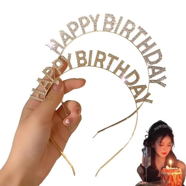 (DEVENTORZ) バースデイカチューシャ 2個セット HAPPY BIRTHDAY 誕生日グッズ 王冠 でティアラ ヘッドドレス パーティー用品 髪飾り 可愛い おしゃれ 子供と大人の両方で使用可能（ゴールド+シルバー）商品コード：4...
