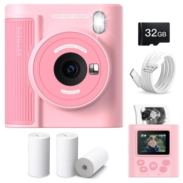 Moledro プリントカメラ 子供用 インスタントデジカメ キッズ 4800万画素 1080P動画 感熱紙 印刷 32GBマイクロSDカード付き トイ インスタント 印刷機能付き 2.0インチIPS画面 3-12歳 女の子 男の子 子供の...