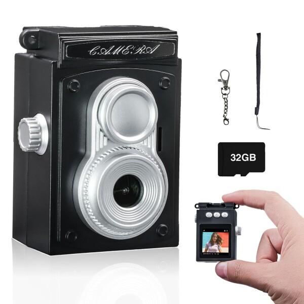 デジタルトイカメラ ミニレトロカメラ キーホルダーセット 写真・動画撮機能 1080P 1.3インチ画面 軽量ミニ 32GBカード付属 修学旅行 学生 初心者 ブラック商品コード：49077735297型番：OSA100カラー：ブラック写真...
