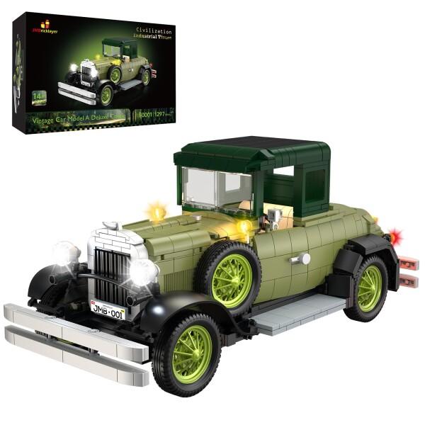 JMBricklayer レトロカー 組み立てセット、車 ビルディングブロックセットライト付き 50001、大人向け カーズ 組み立て モデル玩具、クラシックカー おもちゃ 玩具 プレゼント 誕生日 ブロック クリスマス 大人 男の子 女の...