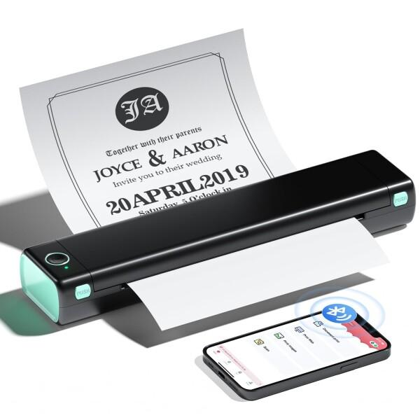 Phomemo M08F モバイルプリンター 無線サーマルプリンター Bluetoothポータブルプリンター A4 熱転写 スマホ対応 PC対応 210mm×297mm A4感熱紙対応 ビジネスと家庭に適している 黒と緑商品コード：4907...