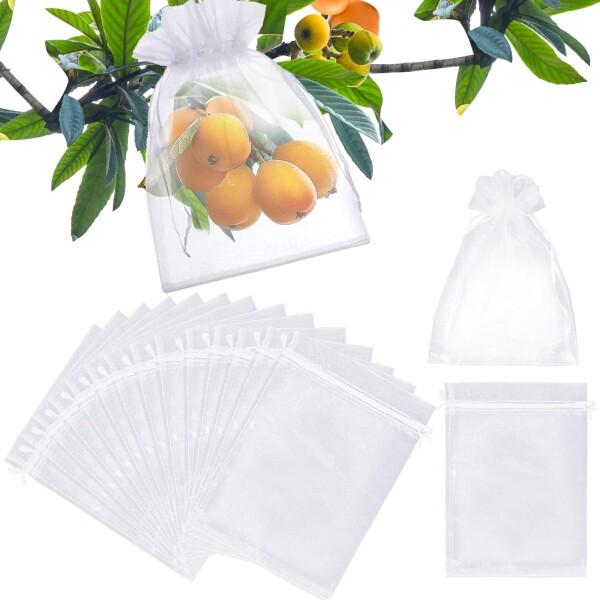 ROYUEXT 果実袋 ぶどう 袋 20*30cm 50枚入 大きいサイズ ブドウ 袋 穴極細 害虫鳥避け カラス/鳩よけ 通気性/光通過/自然成長 枇杷の実 びわ イチジク 洋梨 巾着袋 メッシュバッグ 果実袋 収穫ネット 家庭菜園用 園...