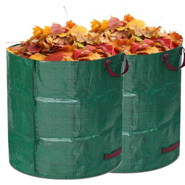 NKAKTSU ガーデンバッグ 2本セット 自立式 園芸バッグ 大容量 272L / 400L / 500L 折りたたみ式 大型 庭用袋 再利用可能 落ち葉 枝 草 集草 園芸 ゴミ収集 たい肥 収穫用 取っ手付き コンポストバッグ (50...