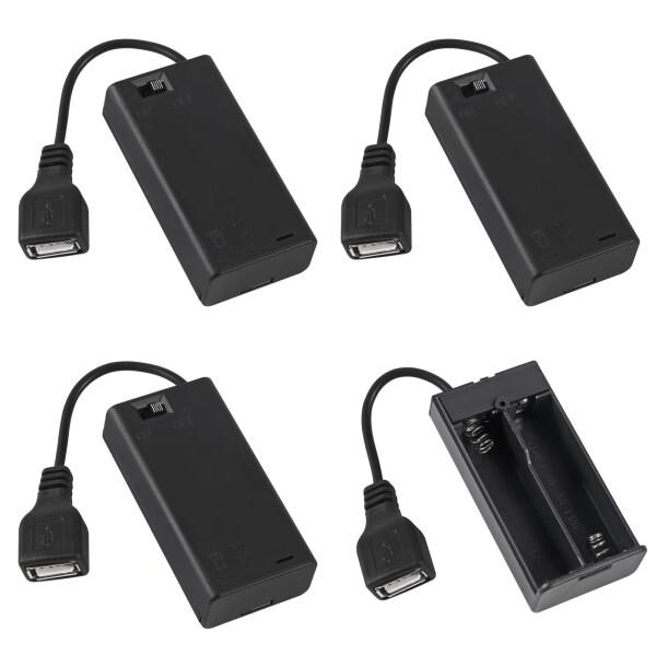 ACEIRMC 単3電池ホルダー USBメスソケット 単3電池ケースボックスホルダー カバーとオン/オフスイッチ付き 4個商品コード：49077807445型番：AAサイズ：4 Count (Pack of 1)カラー：単3形USB2個単3...