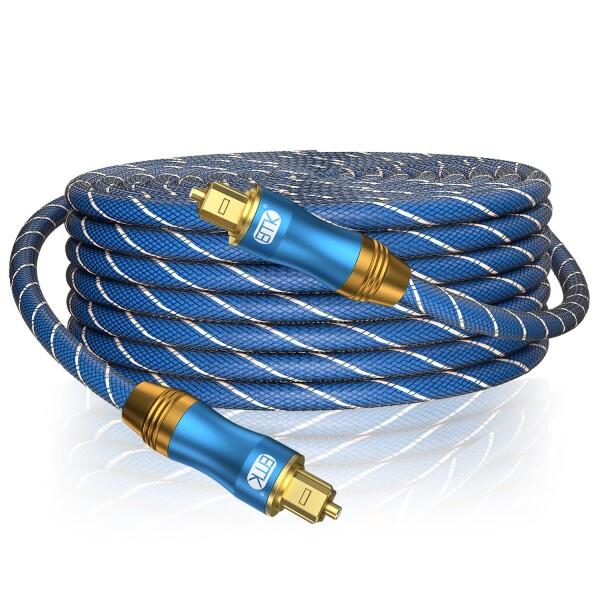 光デジタルケーブル EMK 光デジタルオーディオオプティカルケーブル SPDIF OPTICAL TOSLINK トスリンク 角型 金メッキ 高耐久性 PS4/サウンドバー/TVスピーカーなど用 (ブルー, 8M)商品コード：4907781...