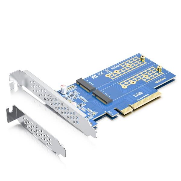 10Gtek PCIe 3.0 to NVMe (4) M.2 変換アダプター M.2 (M キー) SSD用、PCIe X8、分岐にはマザーボードBIOSサポートが必要、M.2 nvme pcie 拡張カード商品コード：490778696...