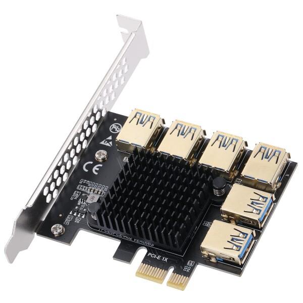 YBBOTT 1xから6x PCI-E 拡張カード、PCIe 1xから16xスプリッター USB 3.0 GPU増設ボード、USB 3.0アダプターカード マイニングライザーカード商品コード：49077869913PCIEインターフェイス:...